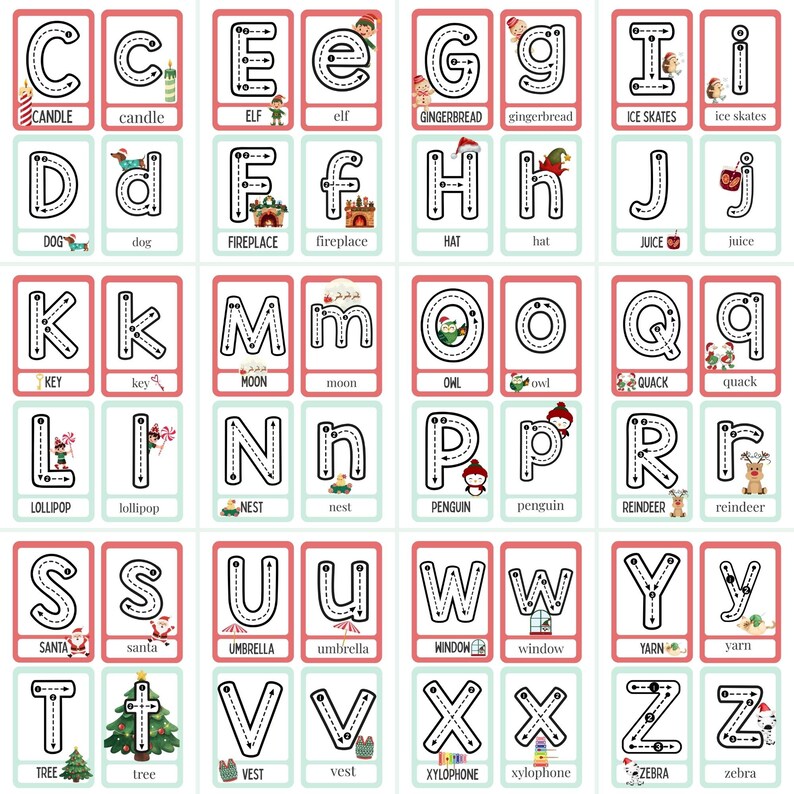 Christmas Alphabet & Matching Cards | Preschool Learning | Tracing ...