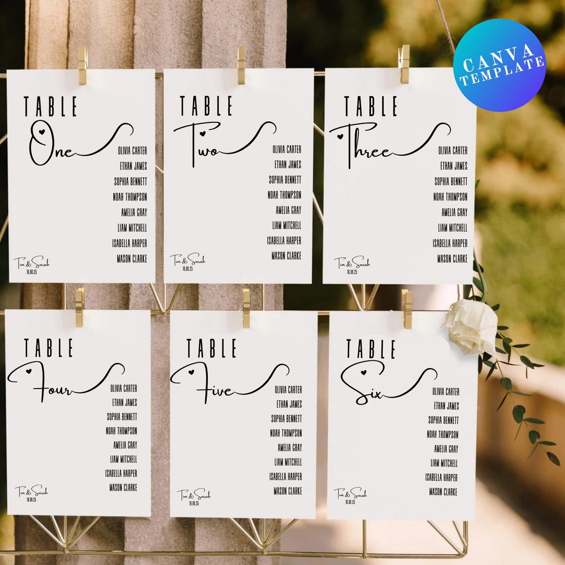 Wedding Seating Chart Minimilist Template, Modern Seating Chart Cards ...