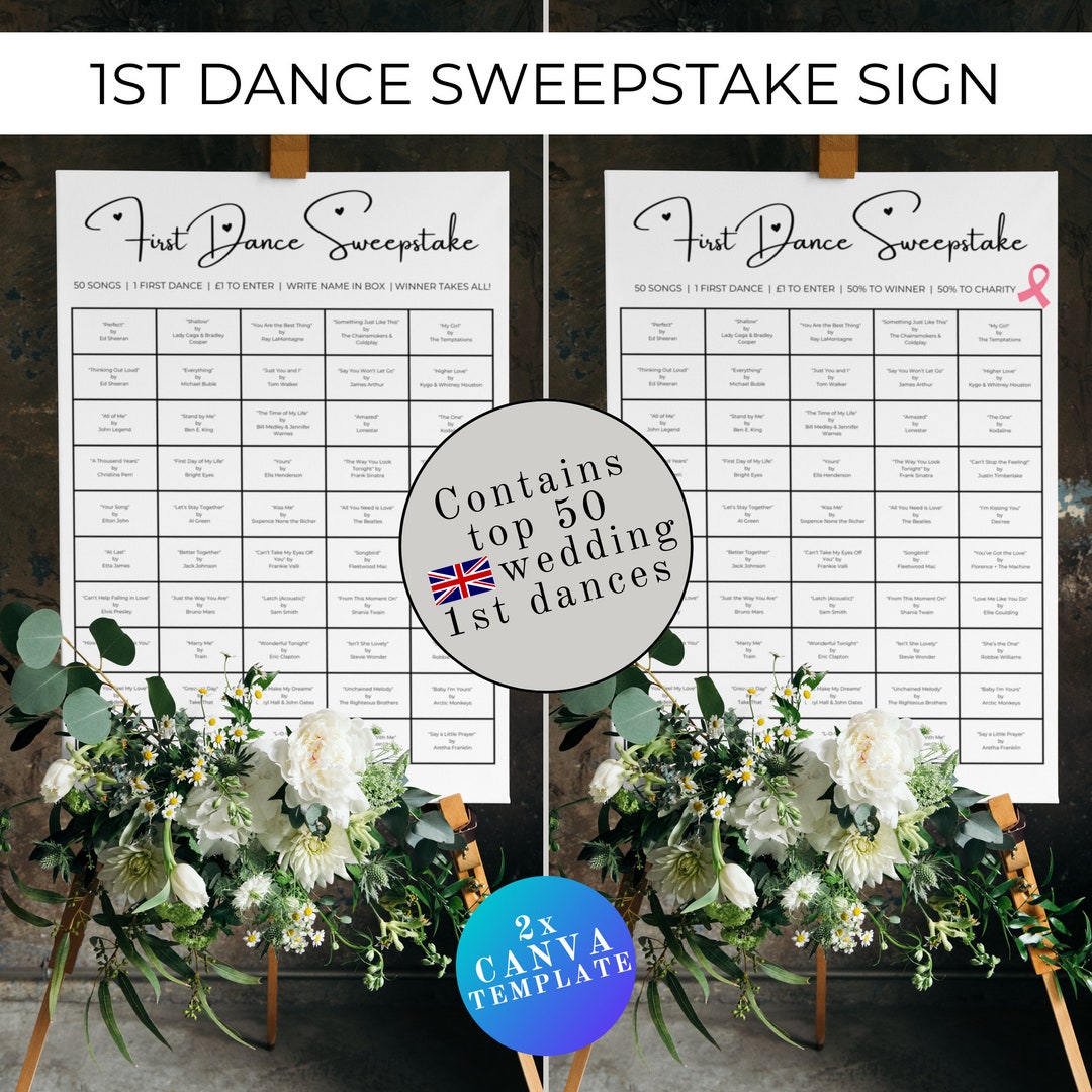 Personalized First Dance Wedding Sweepstake Sign (printable) - Etsy
