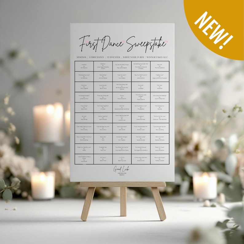 Personalised First Dance Wedding Sweepstake Foam Board: Reception Game ...