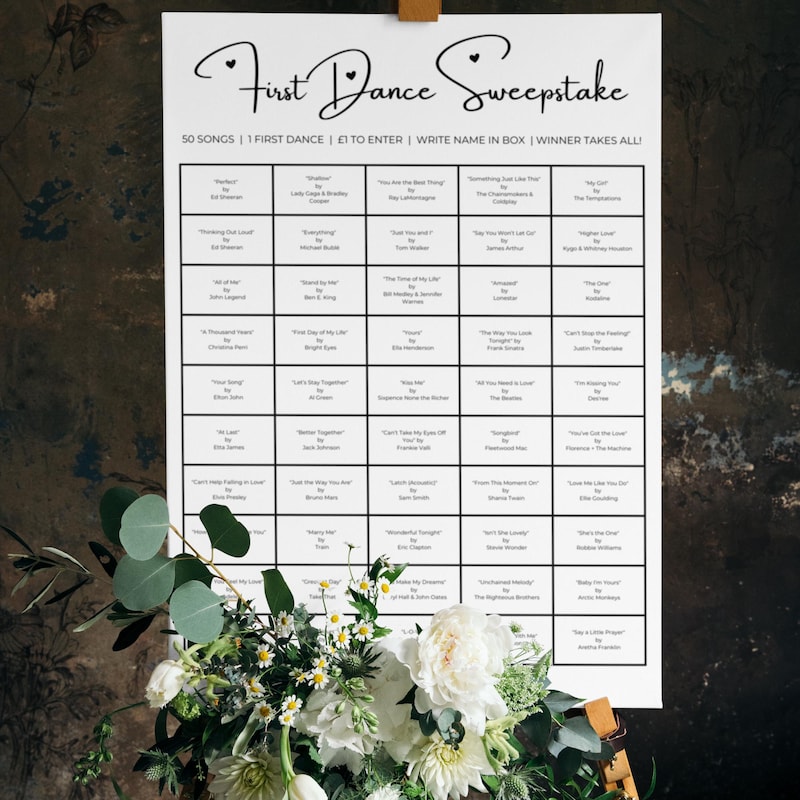 Wedding First Dance Sweepstake - Etsy UK