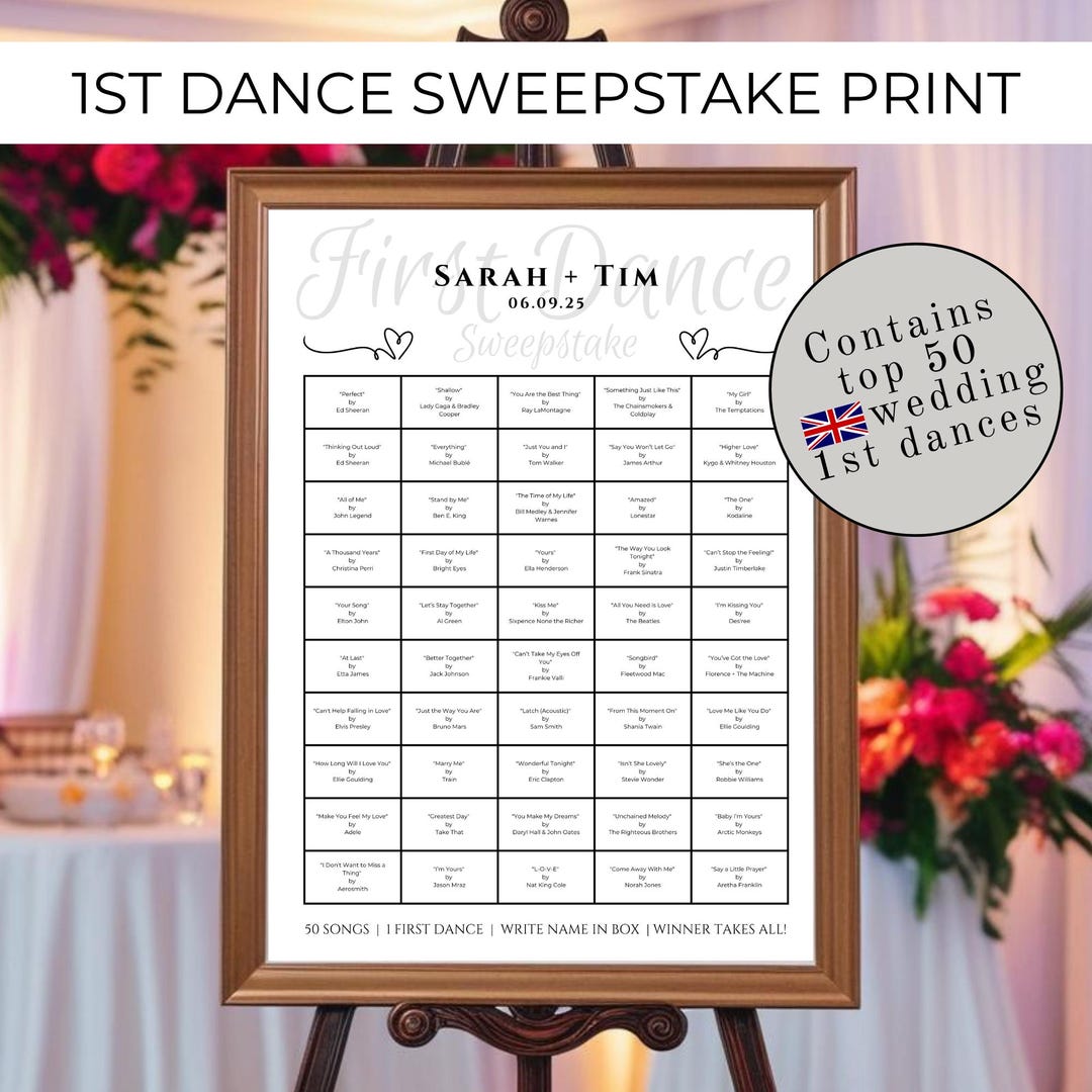 Personalized First Dance Wedding Sweepstake Poster: Reception Game ...