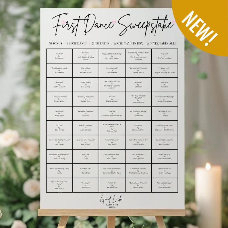 Personalised First Dance Wedding Sweepstake Foam Board: Reception Game ...
