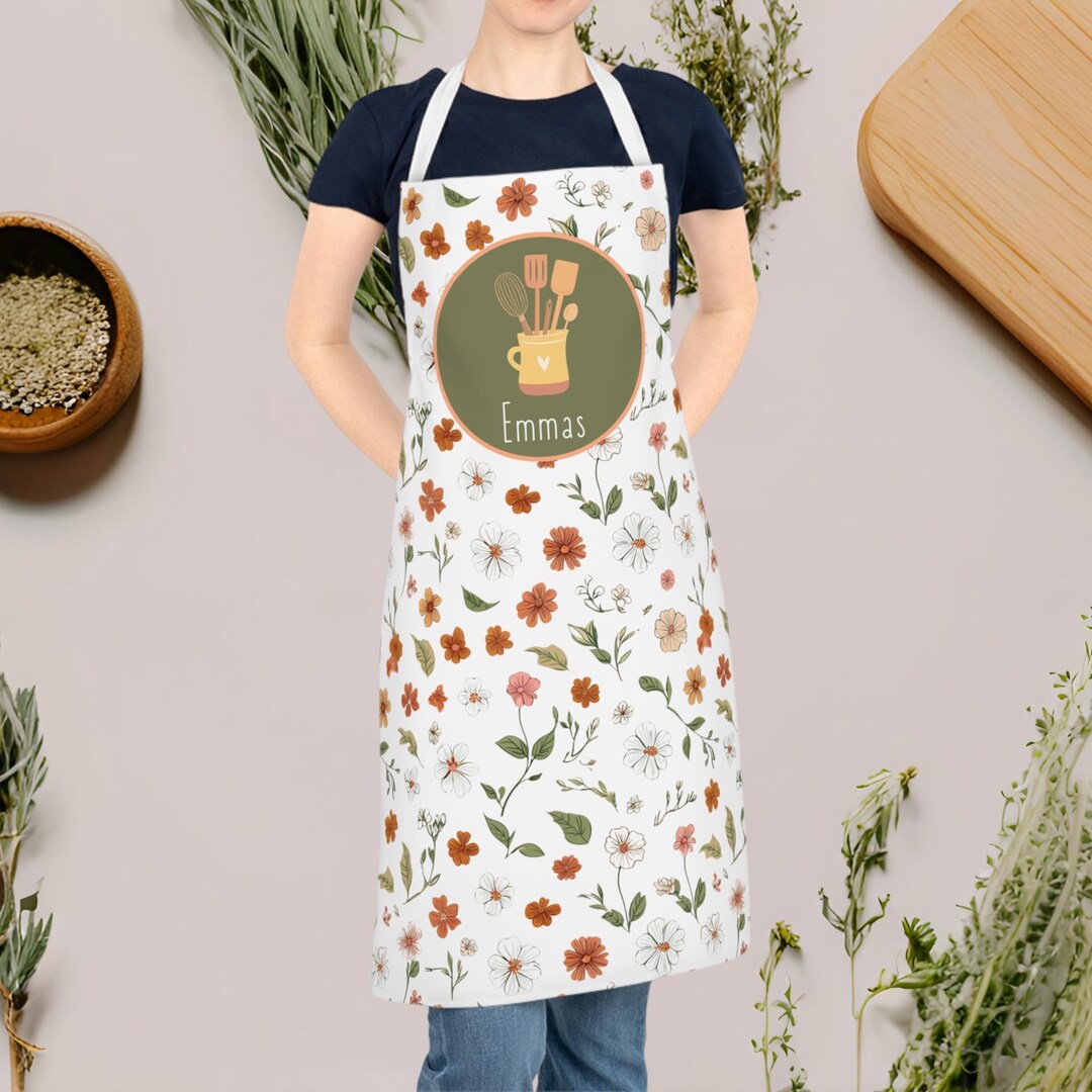 Personalized Cottagecore Apron, Custom Kitchen Apron for Mom, Vintage ...