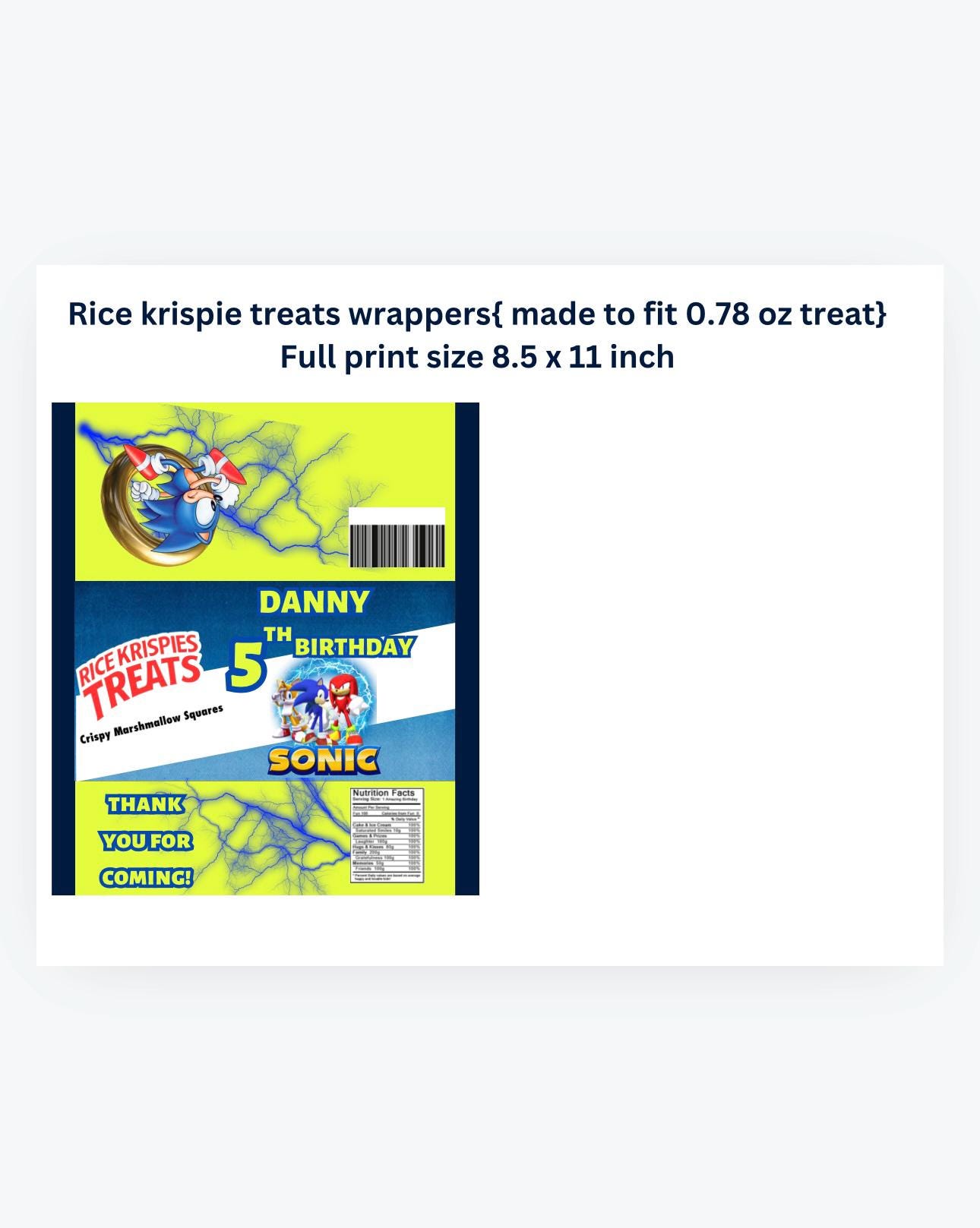 Sonic Party Favor Editable Template - Etsy