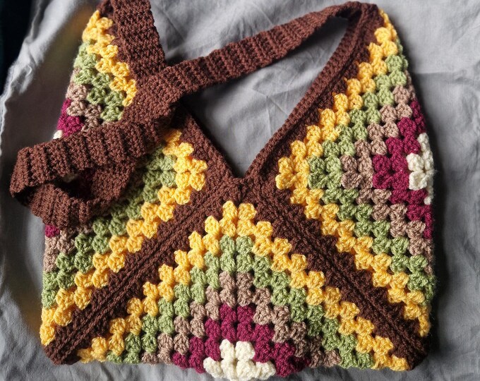 Granny Square Handmade Crochet Bag (autumn Theme 1) - Etsy