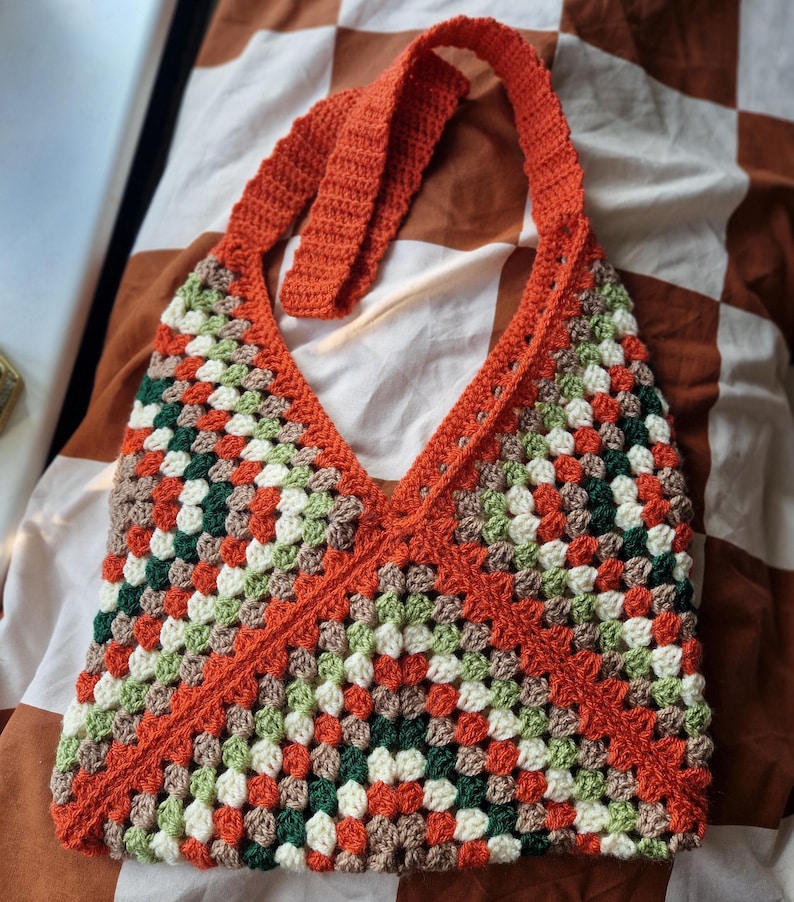 Granny Square Handmade Crochet Bag (autumn Theme 3) - Etsy