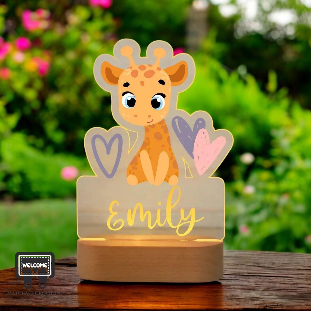 Custom Children Giraffe Night Light, Bedside Led Decorative Warm Lamp ...