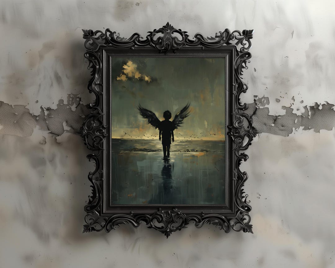 Gothic Dark Angel Print: Moody Silhouette Art (digital Download) - Etsy