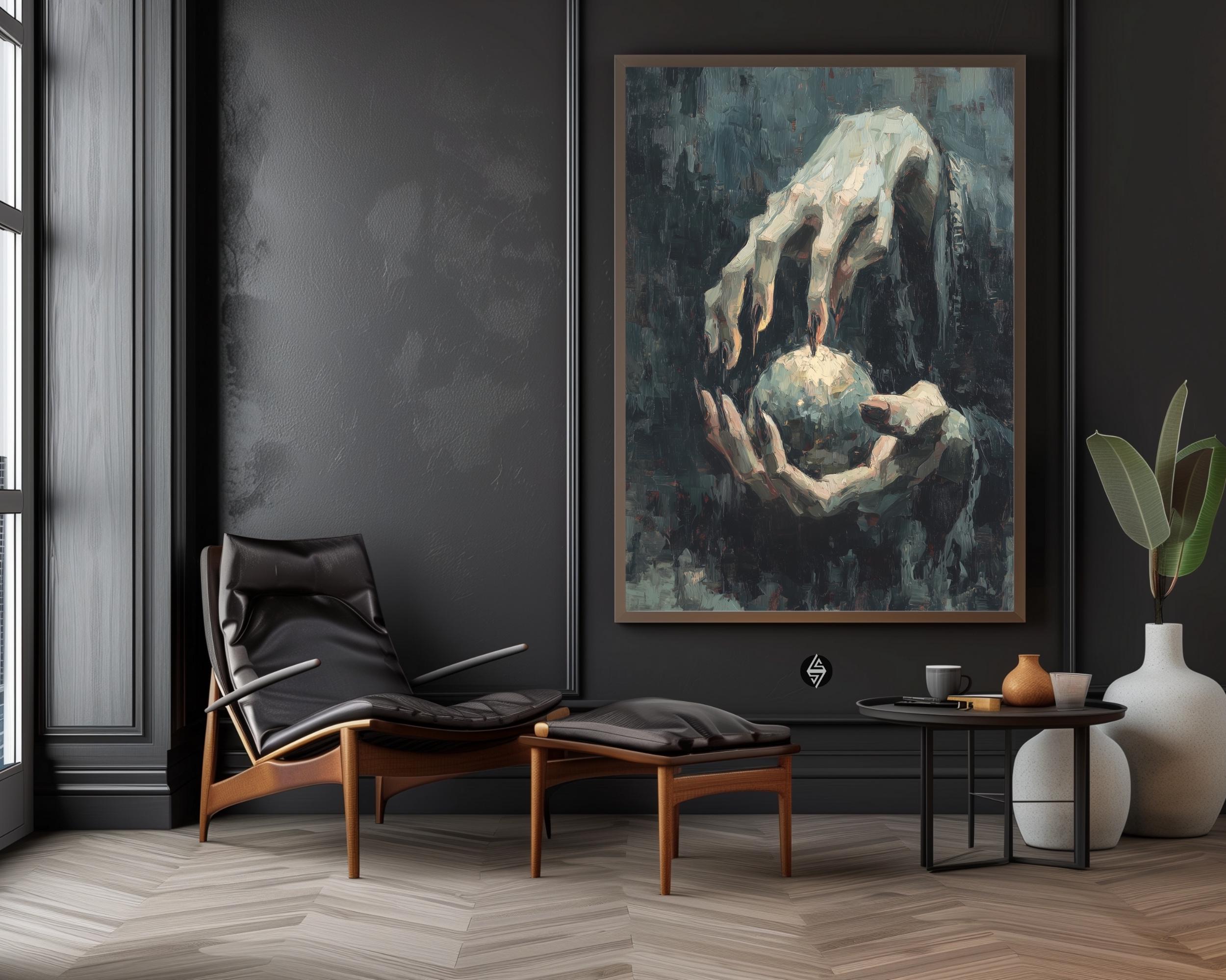 Dark Academia Witch Hands Painting, Gothic Occult Wall Art, Moody ...