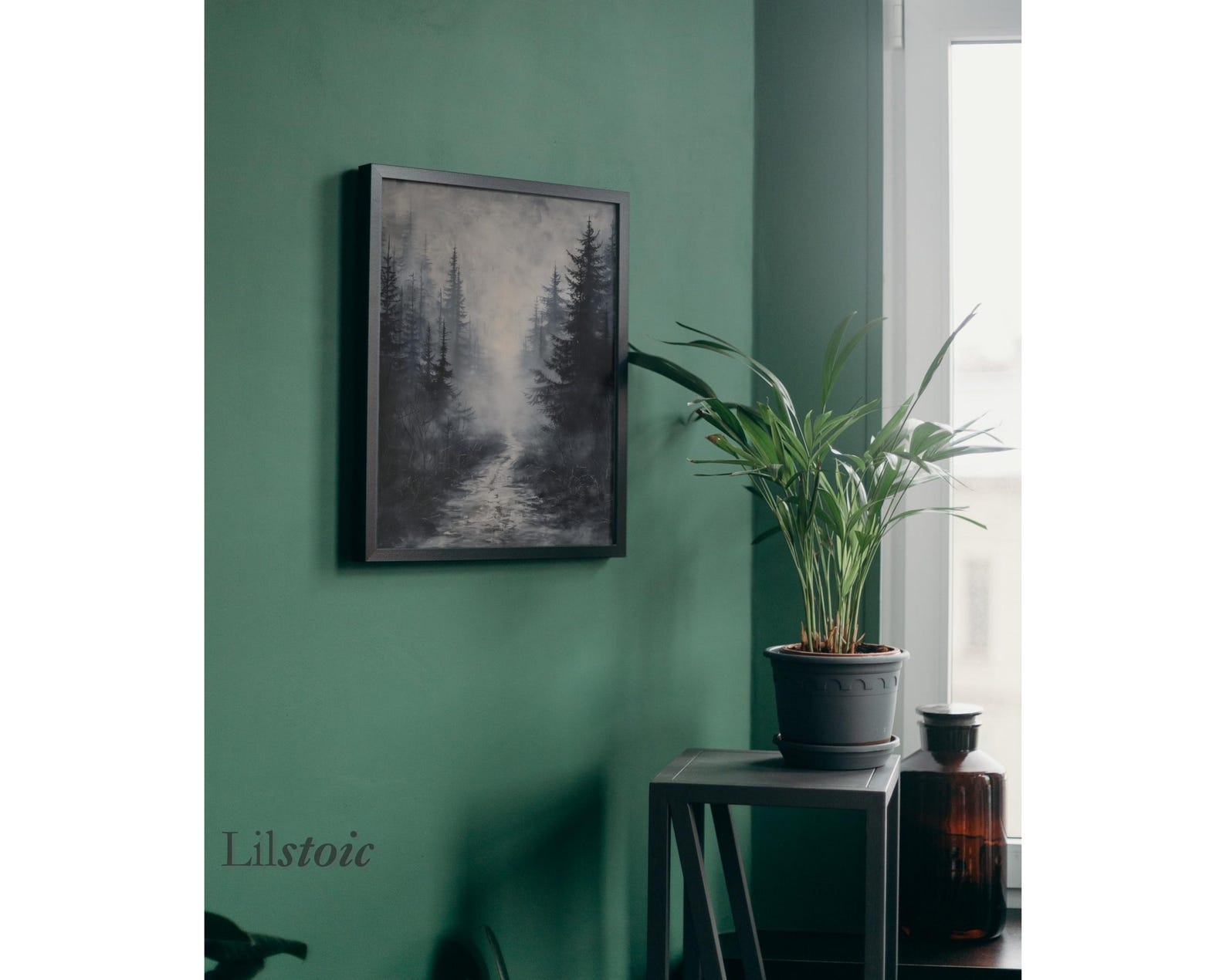 Dark Forest Pine Path Print: Gothic Academia Landscape, Dark Academia ...