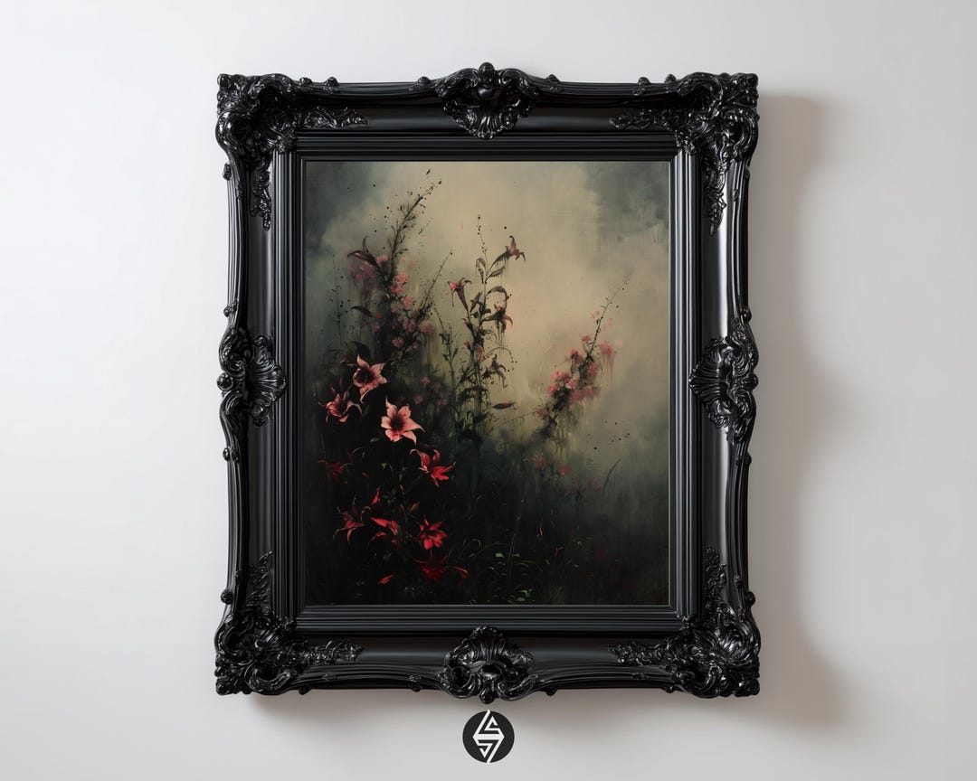 Dark Floral Wall Art: Gothic Lily Print, Dark Academia Botanical, Moody ...