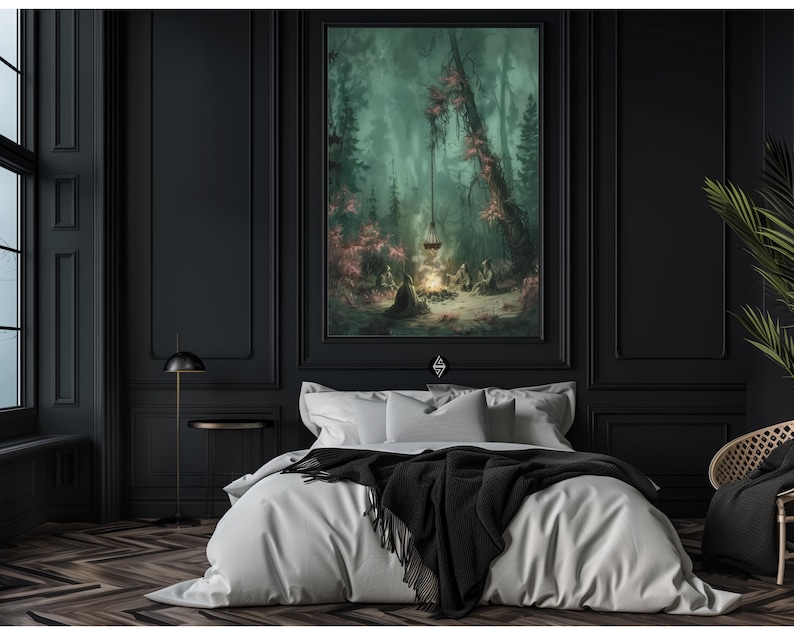 Dark Academia Witchs' Coven Forest Ritual Art Print: Gothic Occult Wall ...