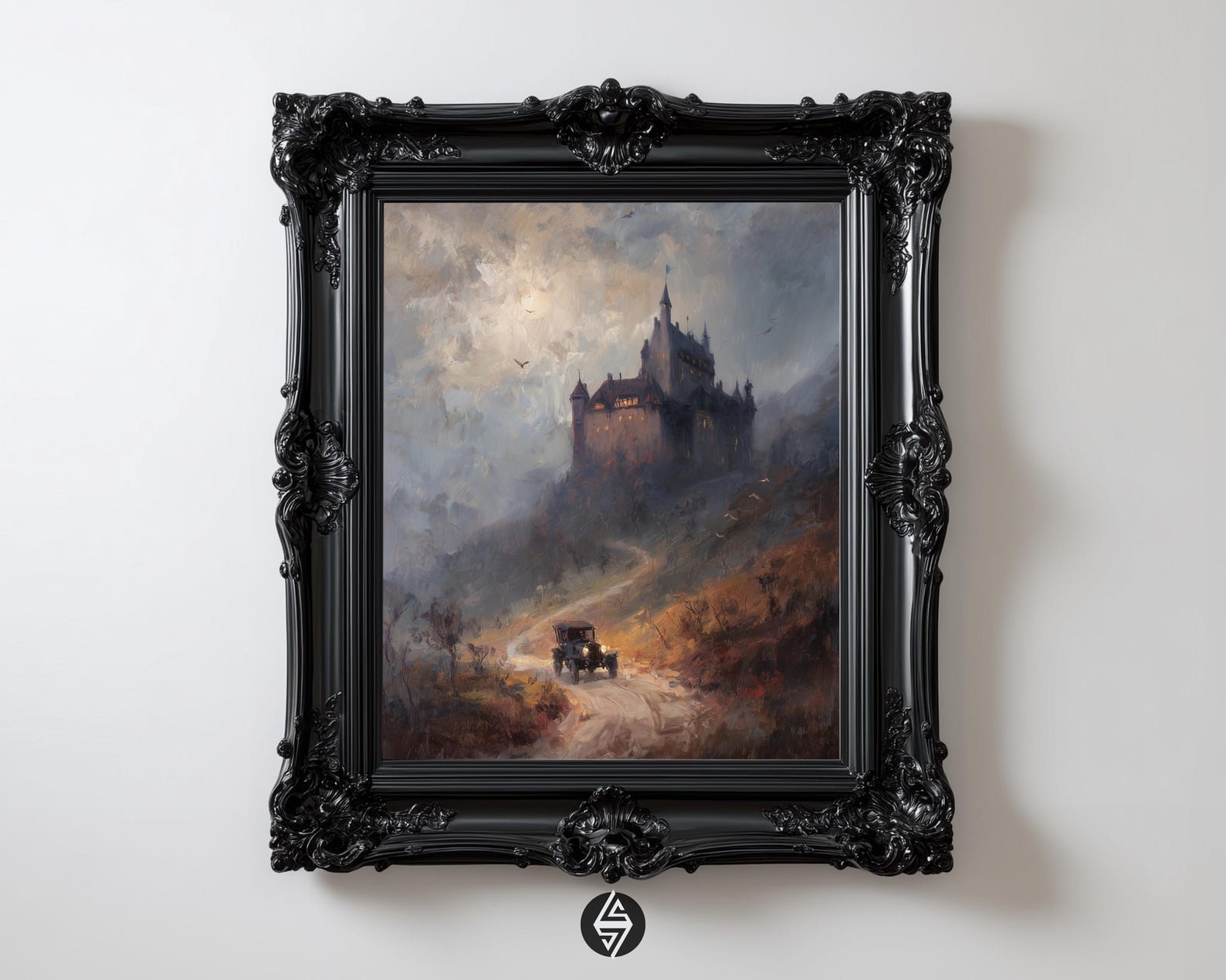 Vintage Car to Dracula Castle Print: Dark Academia Art, Moody Castle ...