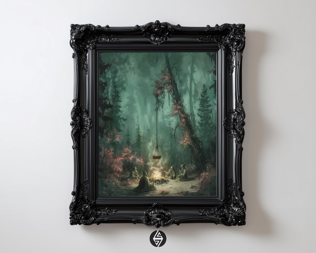 Dark Academia Witchs' Coven Forest Ritual Art Print: Gothic Occult Wall ...