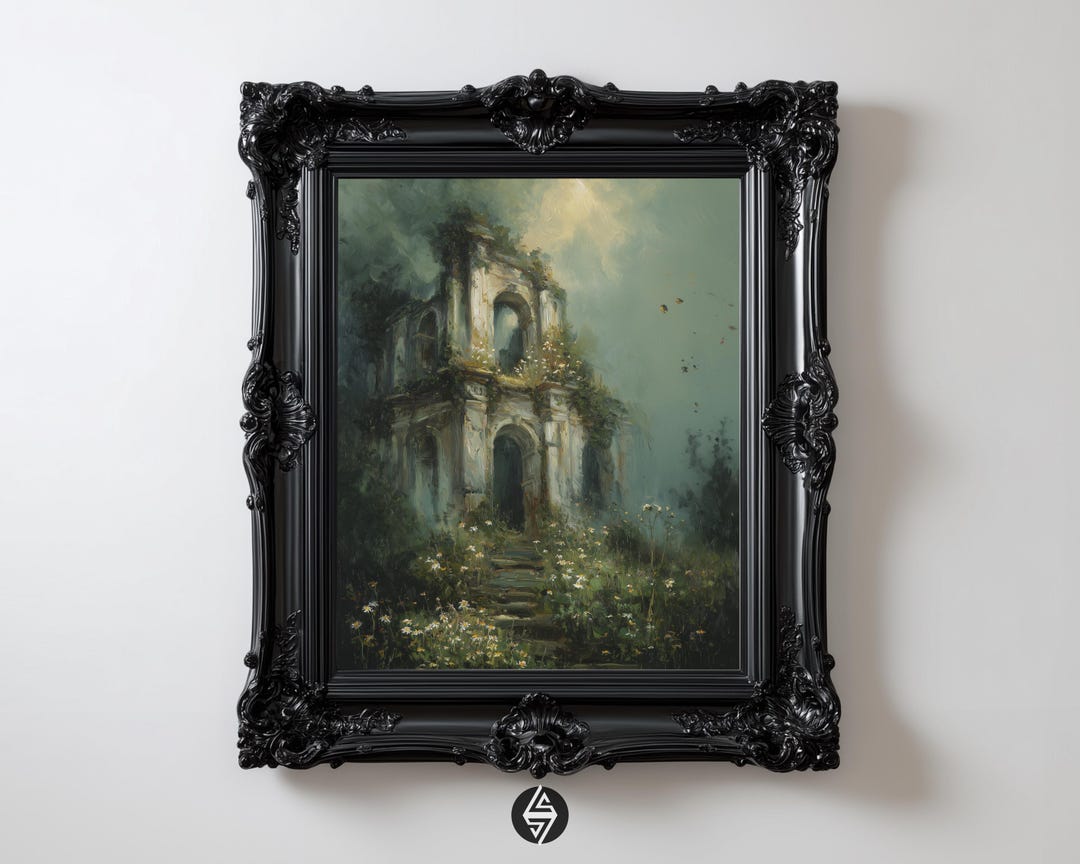 Gothic Ruins Wall Art: Romantic Ruin and Overgrown Chapel, Dark ...