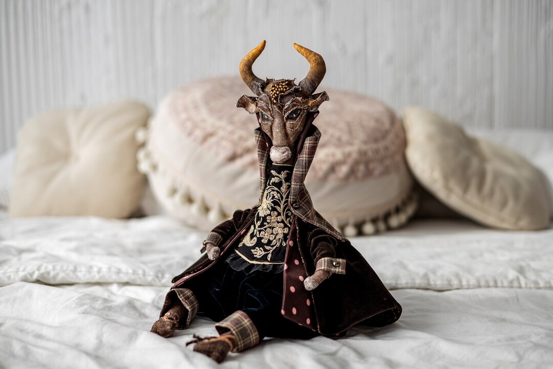 Bull Doll Collectible Doll Unusual Doll Animal Doll Collectible Doll ...