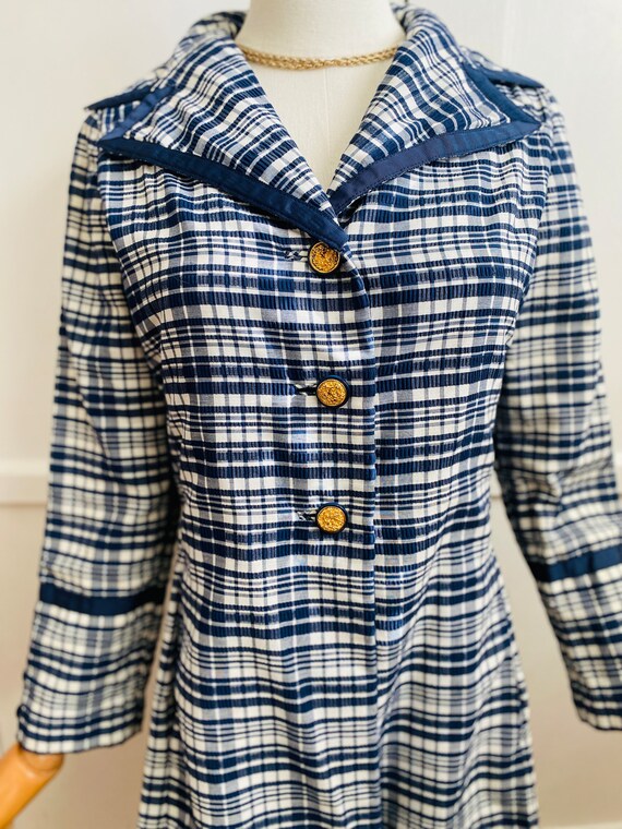 1990’s Designer Jacket Plaid Grunge Preppy Blue Plaid… - Gem