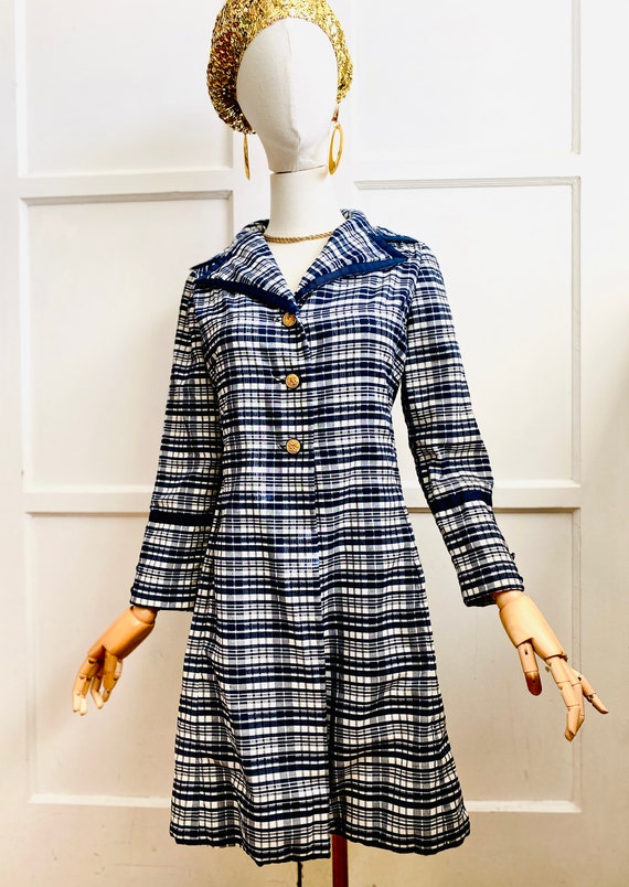 1990’s Designer Jacket Plaid Grunge Preppy Blue Plaid… - Gem