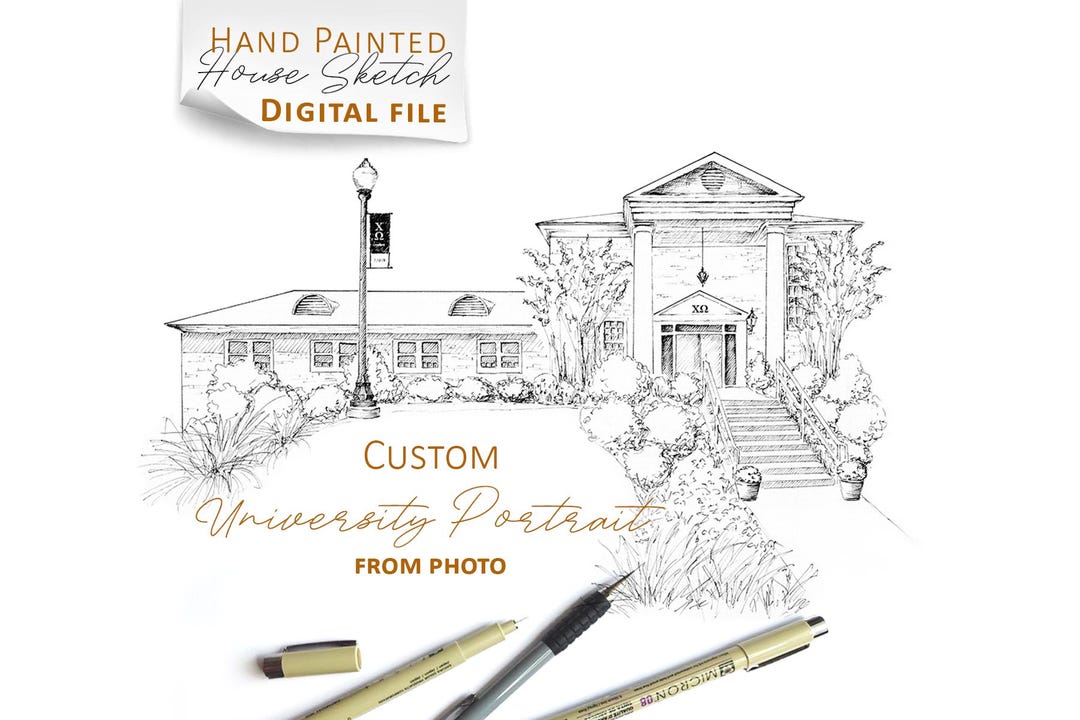 House Sketch From Photo CUSTOM House Portrait Drawing Ink Line Art ...