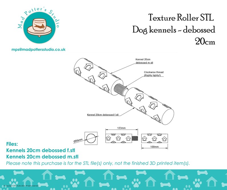 Texture Roller STL File - Dog Kennels - Debossed 20cm - for 3D Printing ...