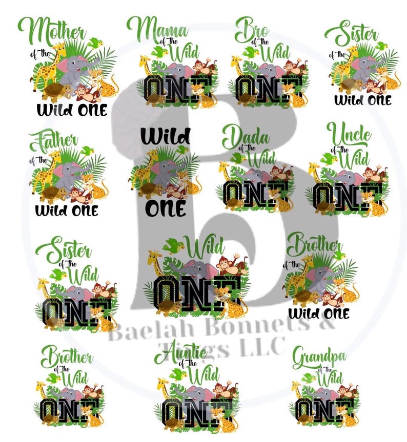 Wild ONE Safari Family Birthday PNG Bundle – Jungle Animals First ...