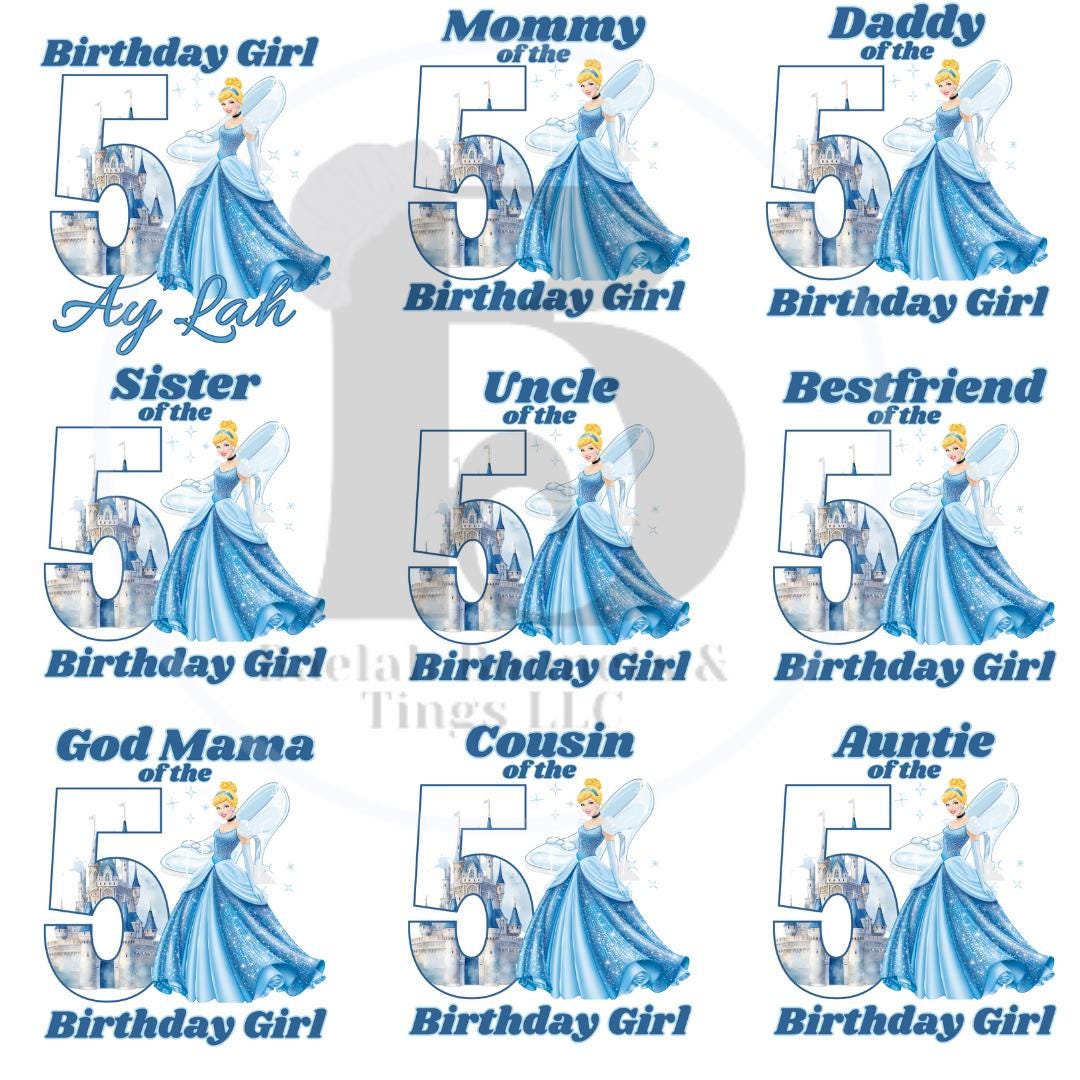 Editable Cinderlla, Birthday Girl, PRINCESS, BIRTHDAY Tshirt - Etsy