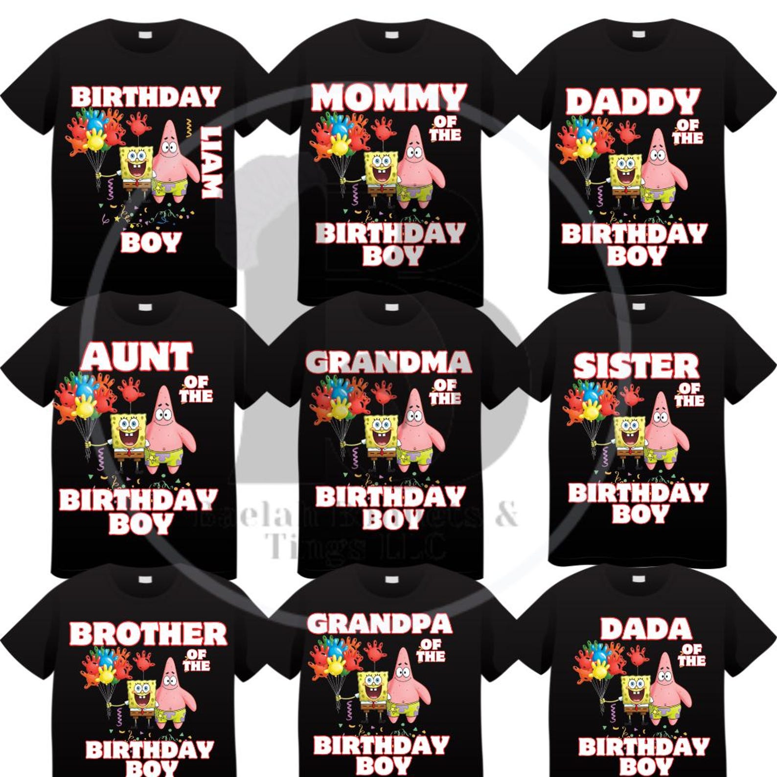 Sponge Theme Birthday Family Shirts, Custom Family T-shirt-personalized ...
