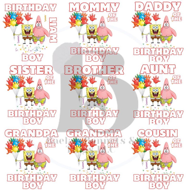 Sponge Theme Birthday Family Shirts, Custom Family T-shirt-personalized ...