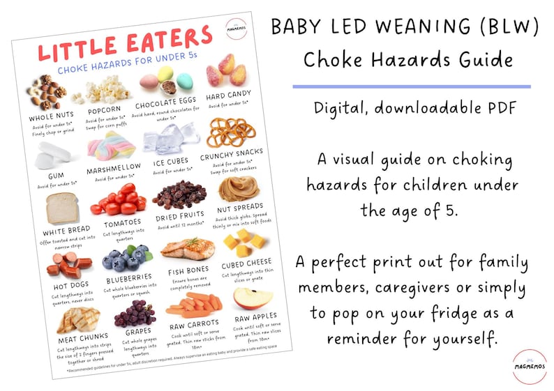 Baby Led Weaning BLW Choke Hazards Guide Downloadable PDF - Etsy