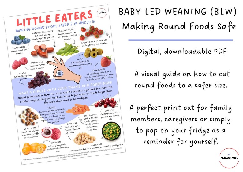 Baby Led Weaning (BLW) Starting Solids Making Round Foods Safer Downloadable PDF Guide - Etsy