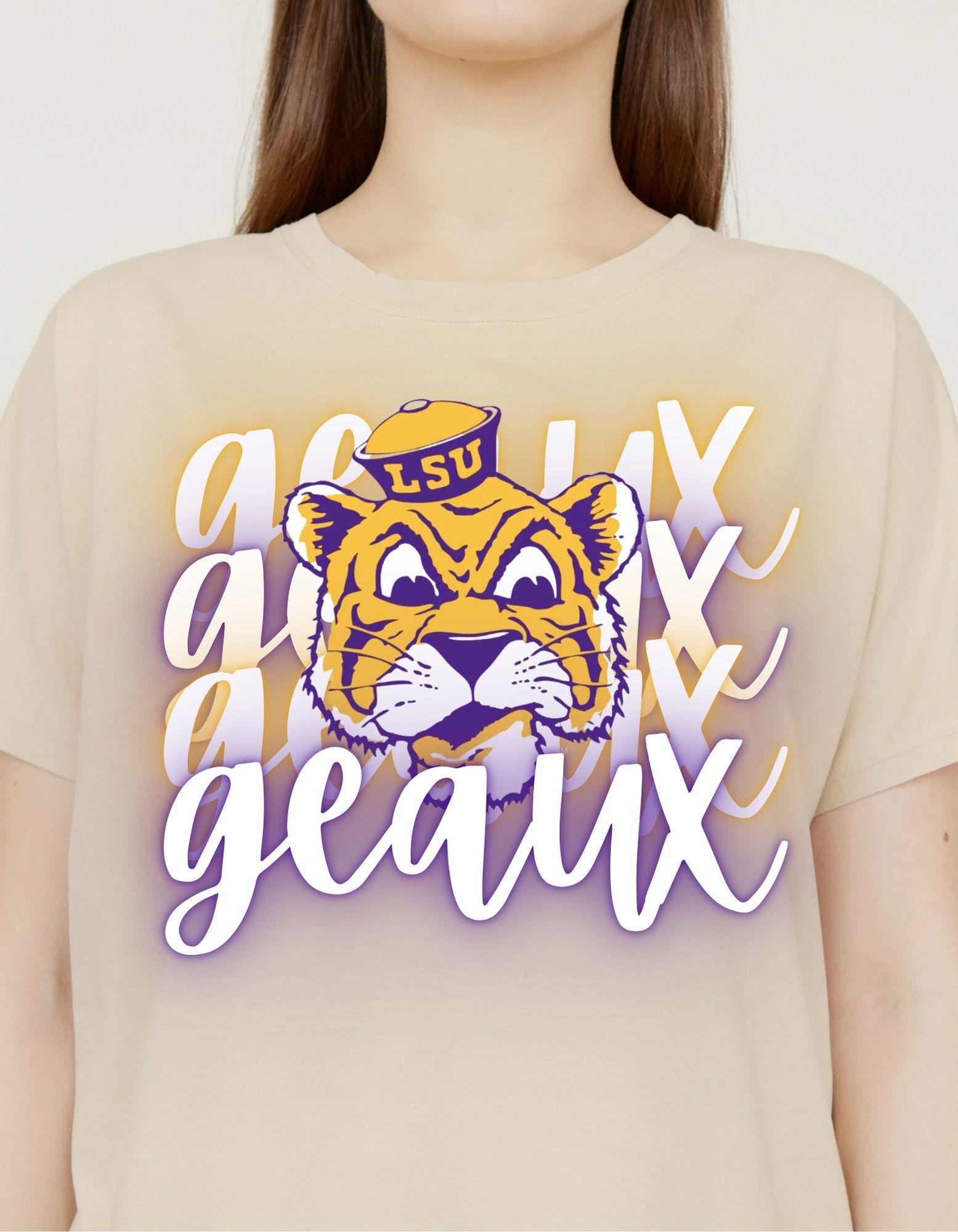 Neon 'geaux' Shirt Design, LSU Fan Gear, Instant PNG Digital Download ...