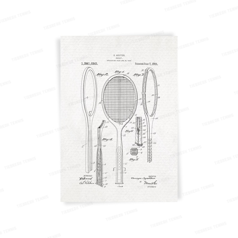 Vintage Tennis Racket Diagram Poster - Decorative Vintage Poster for a ...