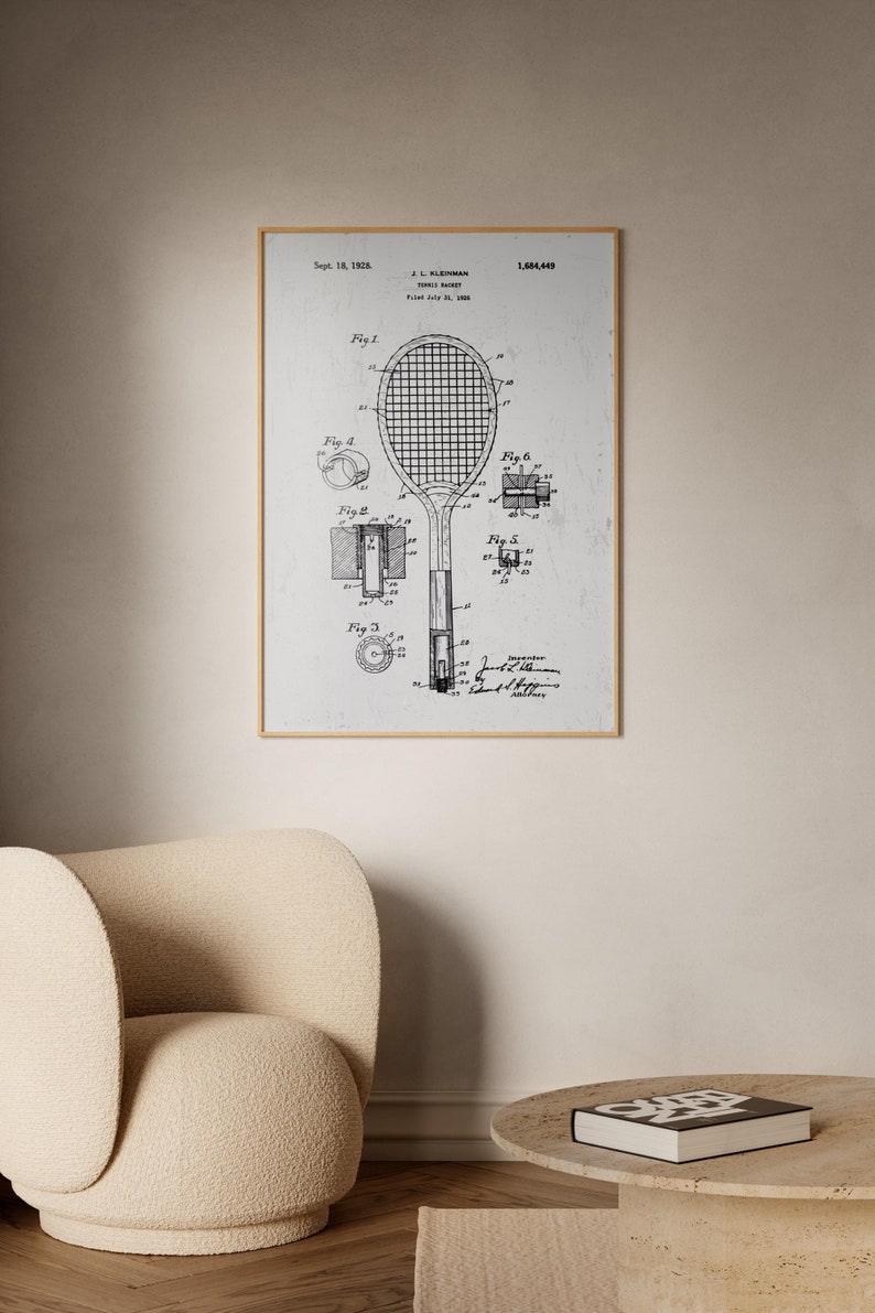 Poster Racket Diagram - Minimalist Decorative Poster for a Tennis Fan ...