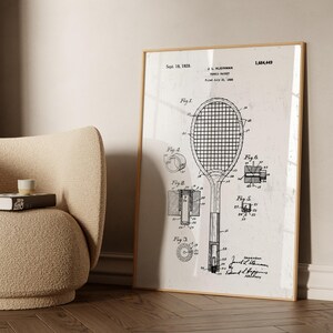 Poster Racket Diagram - Minimalist Decorative Poster for a Tennis Fan ...