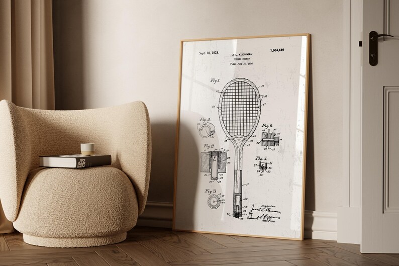 Poster Racket Diagram - Minimalist Decorative Poster for a Tennis Fan ...