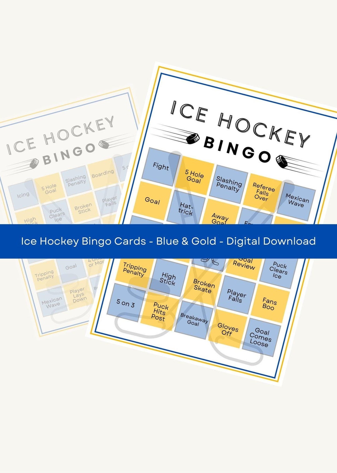 Ice Hockey Bingo Cards (blue & Gold) | Available in a Pack of 8 ...