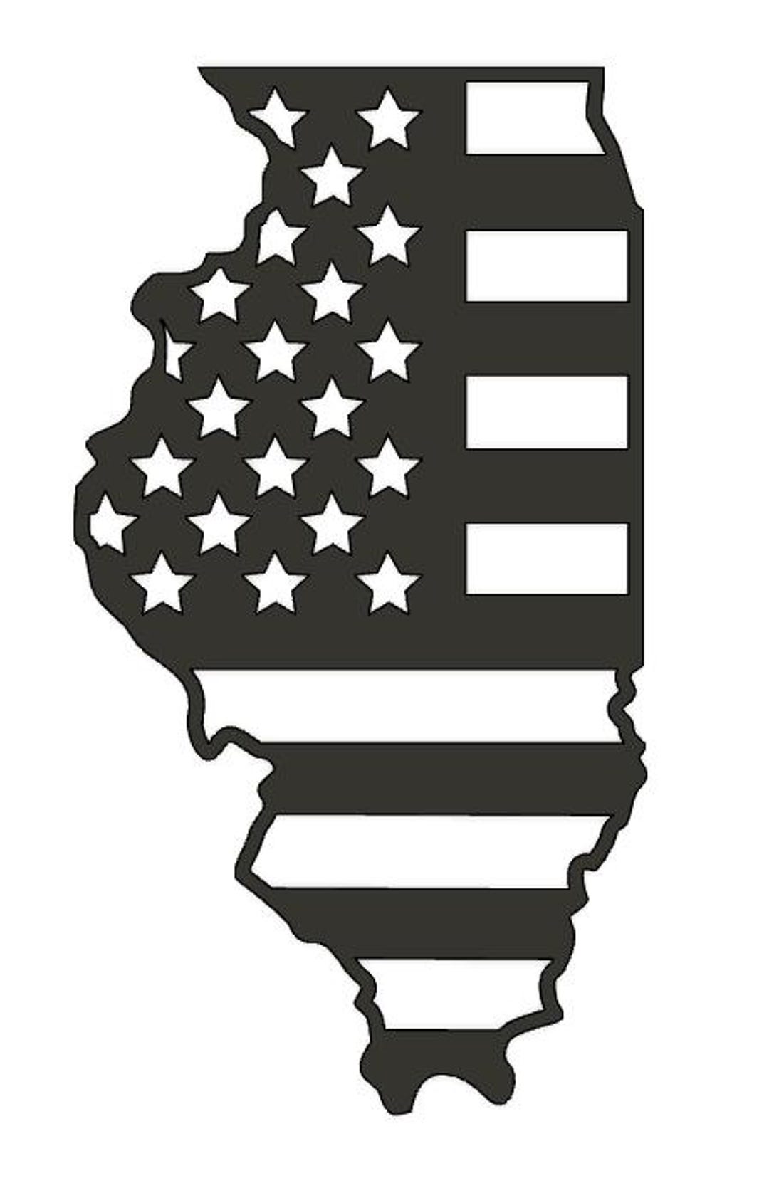 Metal Illinois State Outline With USA Flag Overlay - Etsy