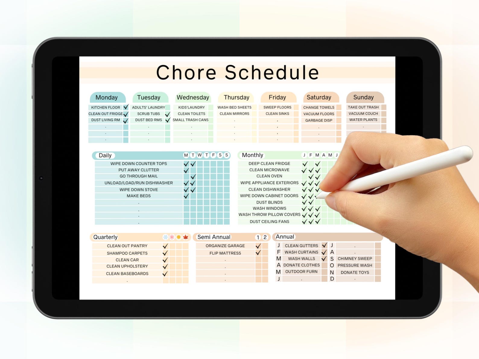 Fully Editable Cleaning Schedule, Chore Chart, Canva Template, Digital Download, Printable ...