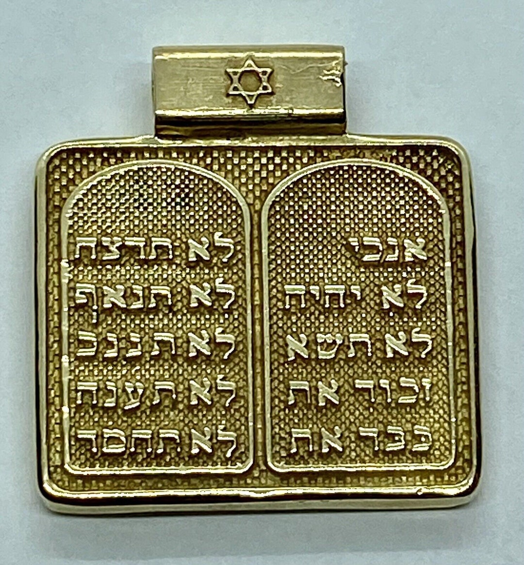 18k Solid Gold Ten Commandment Menorah Judaica Pendant - Etsy