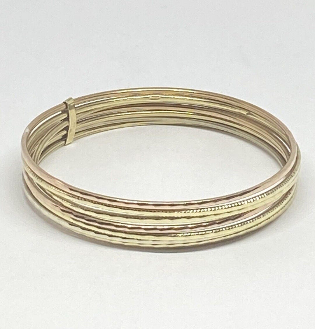 Vintage 14k Solid Gold Tri Color Set Seven Bangle Bracelet - Etsy