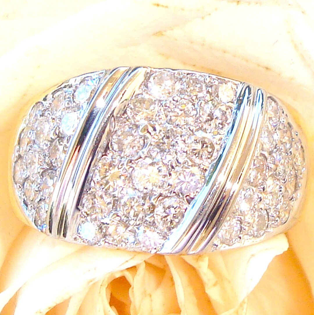 Vintage 18K 2tone Gold 2.52ct VS/G Diamond Cluster Ring Fine Jewelry - Etsy