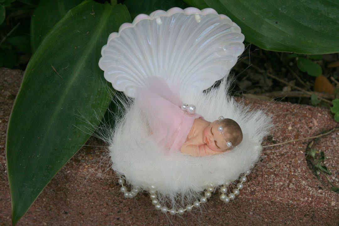 Baby in Clam Shell Cake Topper, Baby in Clam Shell Birthday Cake Decor ...