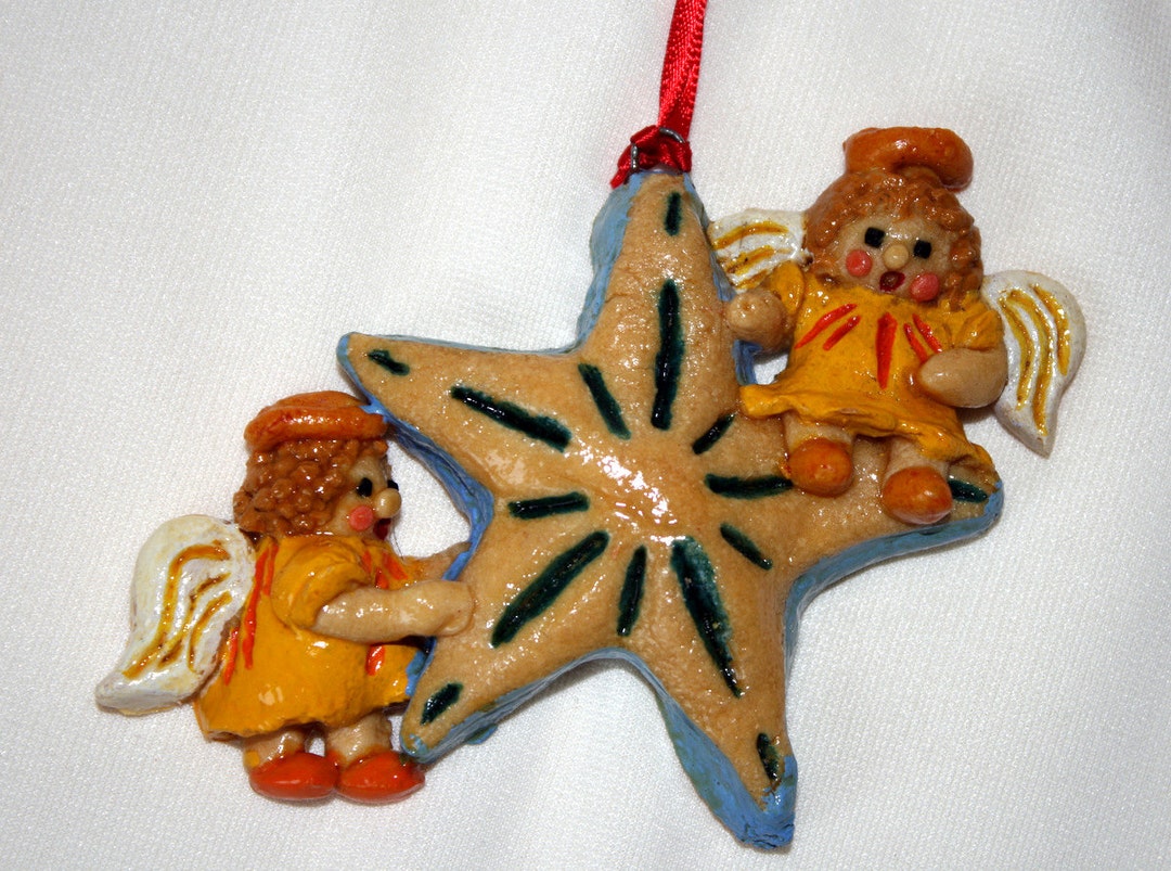 Salt Dough Twin Angels on a Star - Etsy