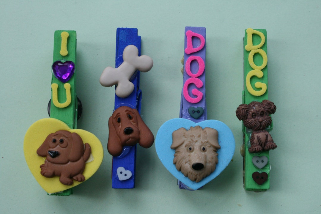 Dog Clothespin Magnets, Beagle, Blood Hound, Husky, Yorkie, Gift Tag ...
