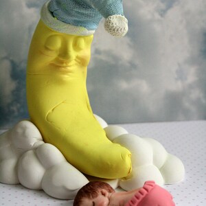 Half Moon and Baby on a Cloud Cake Topper, Half Moon Baby Shower Topper ...