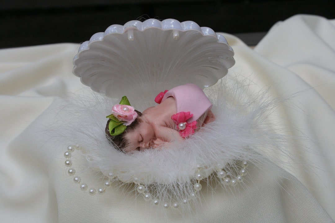 Baby in Clam Shell Cake Topper, Baby in Clam Shell Birthday Cake Decor ...