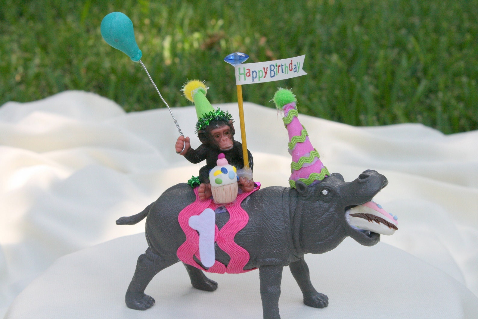 Hippo Birthday Cake Topper, Party Animal Cake Topper. Hippo Party ...