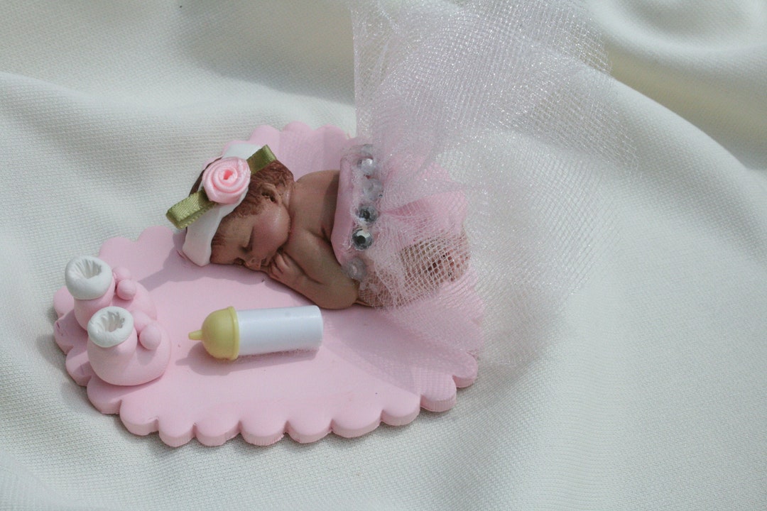 Baby Girl Single or Twin Heart Cake Topper, Pink Baby Tutu Topper, Baby ...