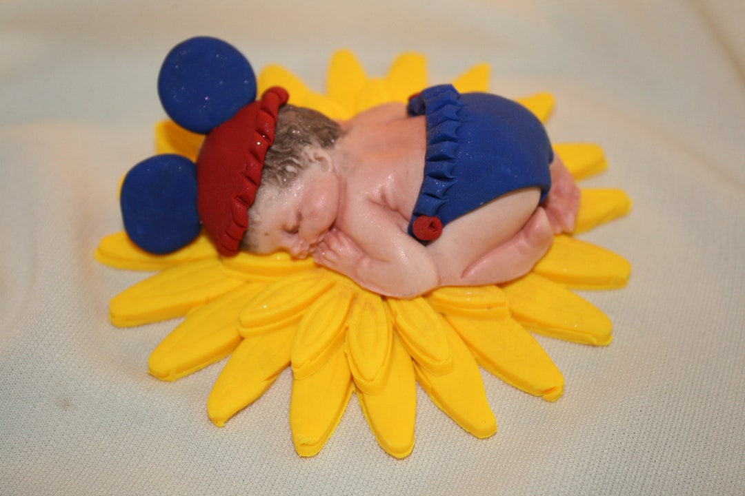 Mickey Mouse Sunflower Baby Cke or Diaper Cake Topper, Birthday Cake ...
